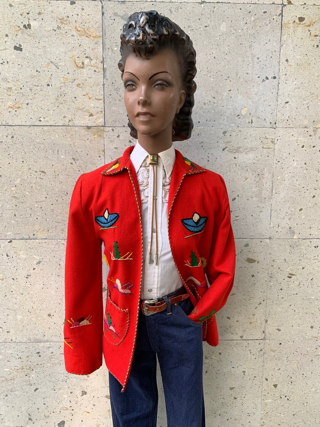 VINTAGE 1950s Mexican Souvenir Jacket / Xochimilco / Wool / Hand Made ...