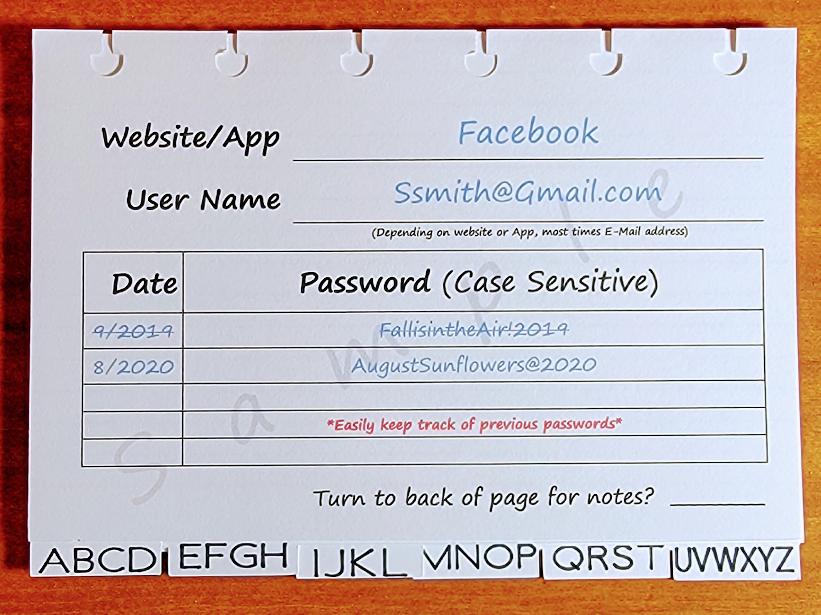 Paw Prints Password Notebook, Large Print, A-Z Tabs, Expandable ...