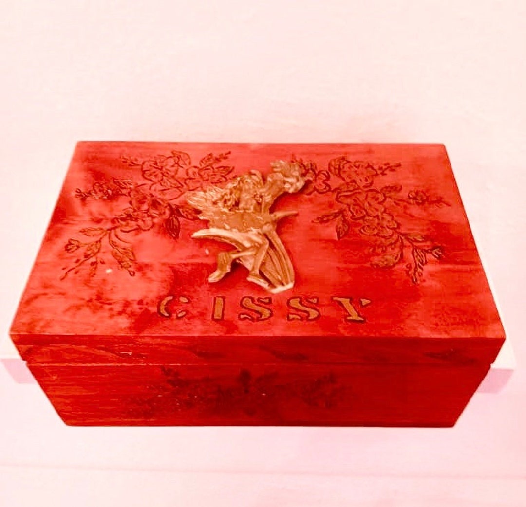 Golden Fairy “cissy" Keepsake/memory/ Storage Box With Pink Velvet ...