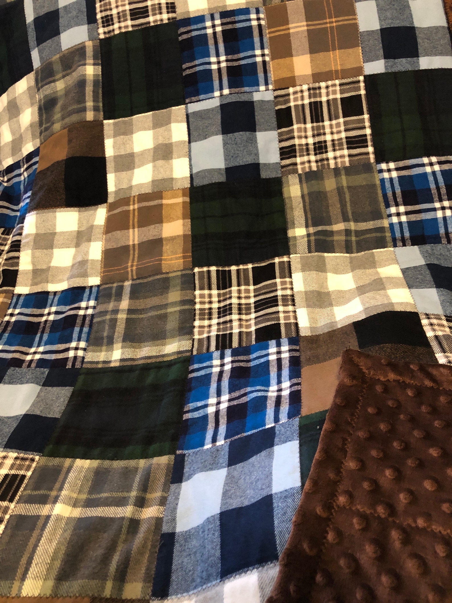 Patchwork Flannel Quilt, Cabin Quilt, Flannel Plaid Quilt, Plaid Throw ...
