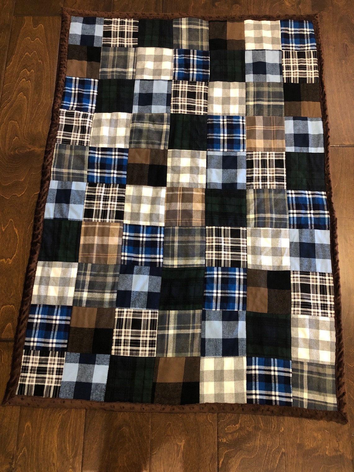 Patchwork Flannel Quilt, Cabin Quilt, Flannel Plaid Quilt, Plaid Throw ...
