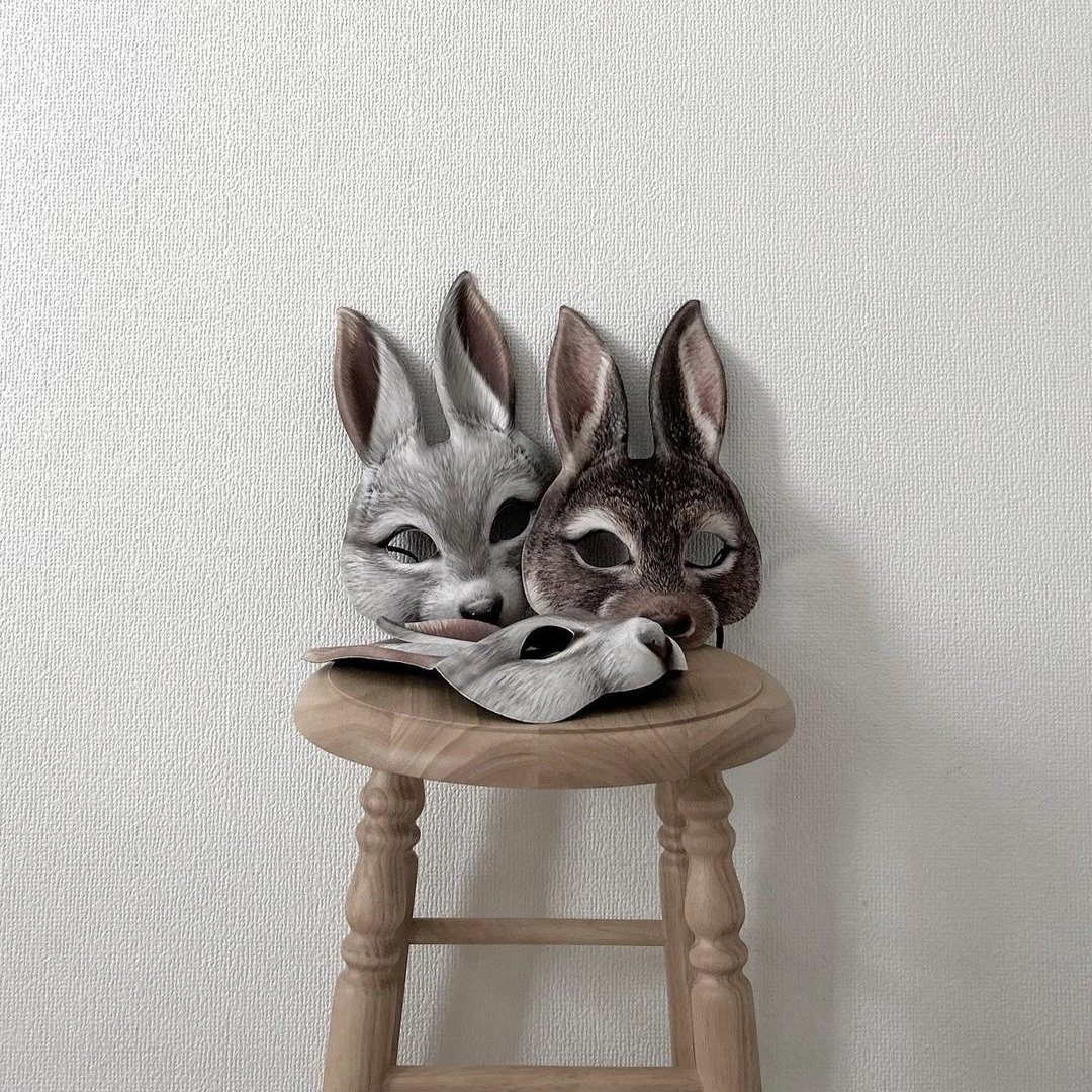 Kids Women Vintage Classic Animal Mask Winter Rabbit Half Mask Bunny ...