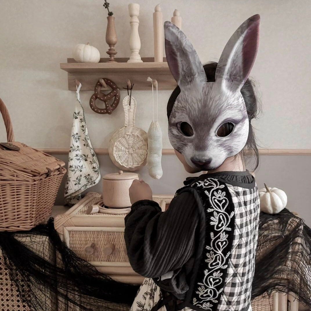 Kids Women Vintage Classic Animal Mask Winter Rabbit Half Mask Bunny Head for Cosplay or ...