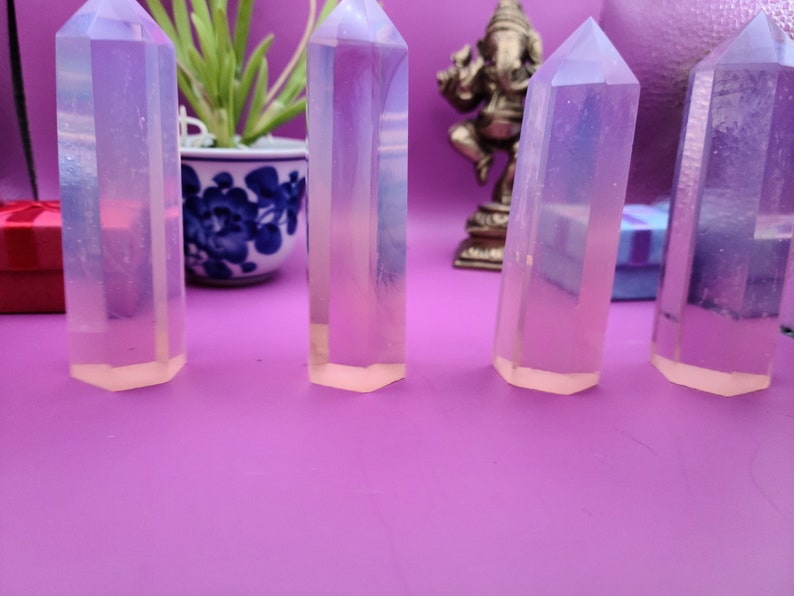 Manmade Pink Opalite Towers Crystal Generators for Love & Emotional Healing Unique Synthetic Gem ...