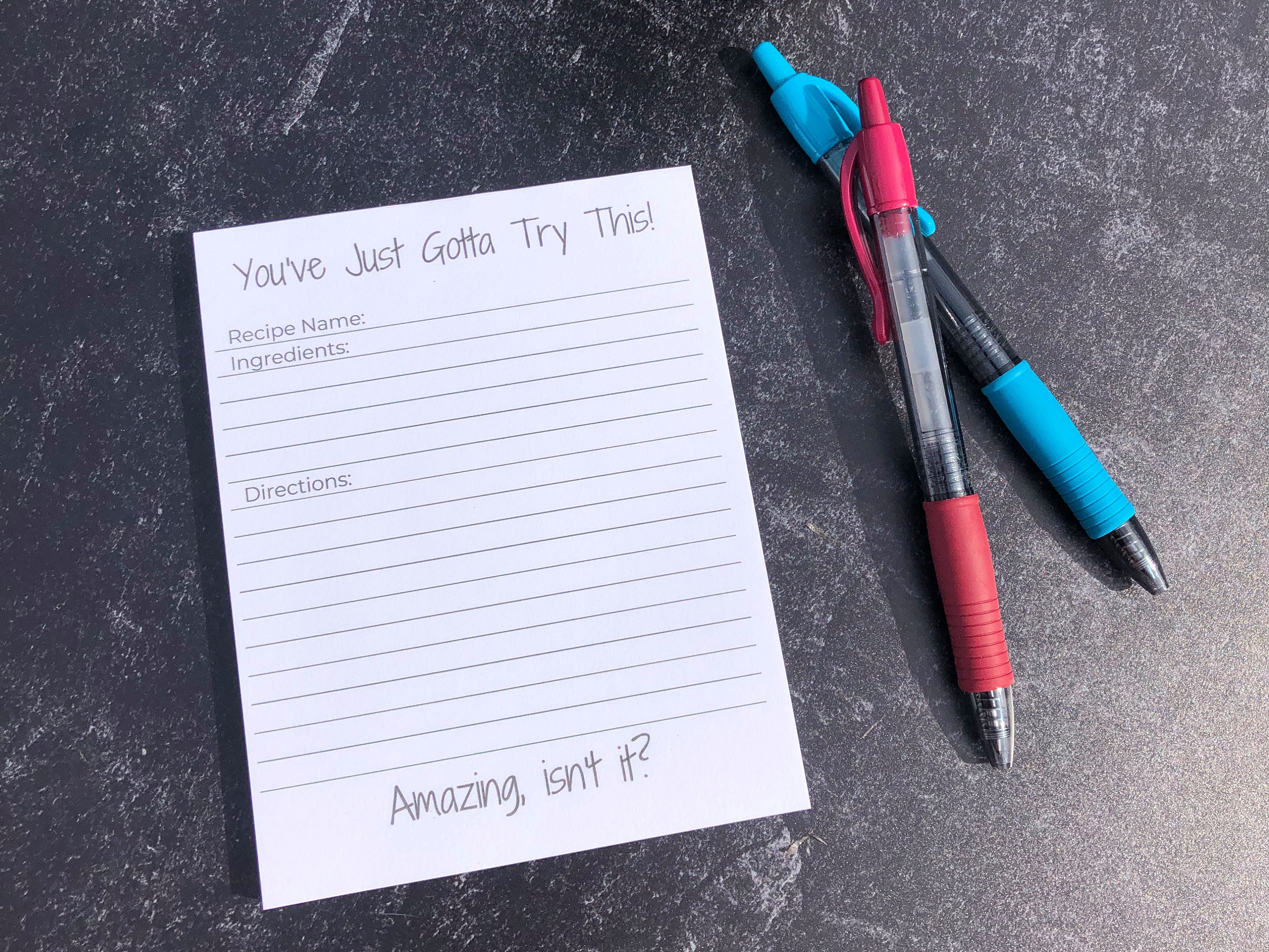 Recipe Notepad, Kitchen Notepad, Recipe Card, Paper to Share Recipes ...