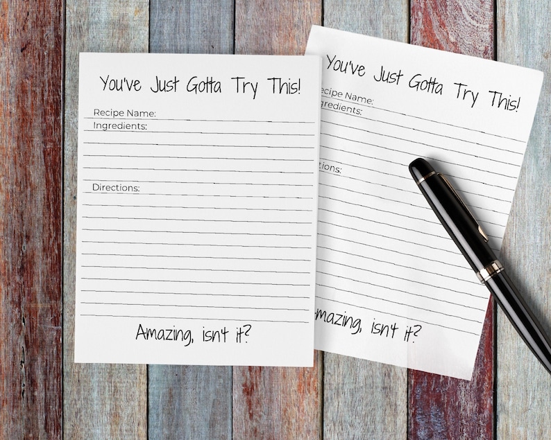 Recipe Notepad Kitchen Notepad Recipe Card Paper to Share - Etsy