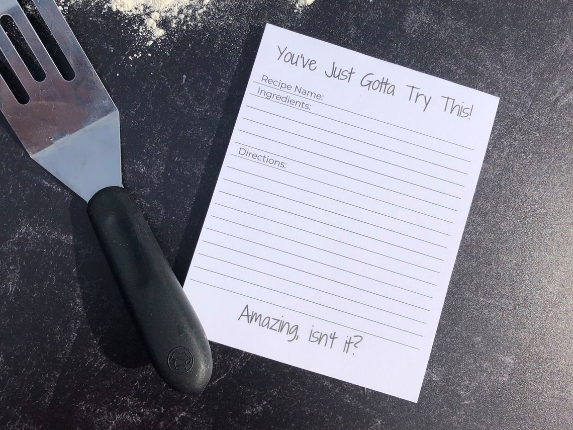 Recipe Notepad, Kitchen Notepad, Recipe Card, Paper to Share Recipes ...
