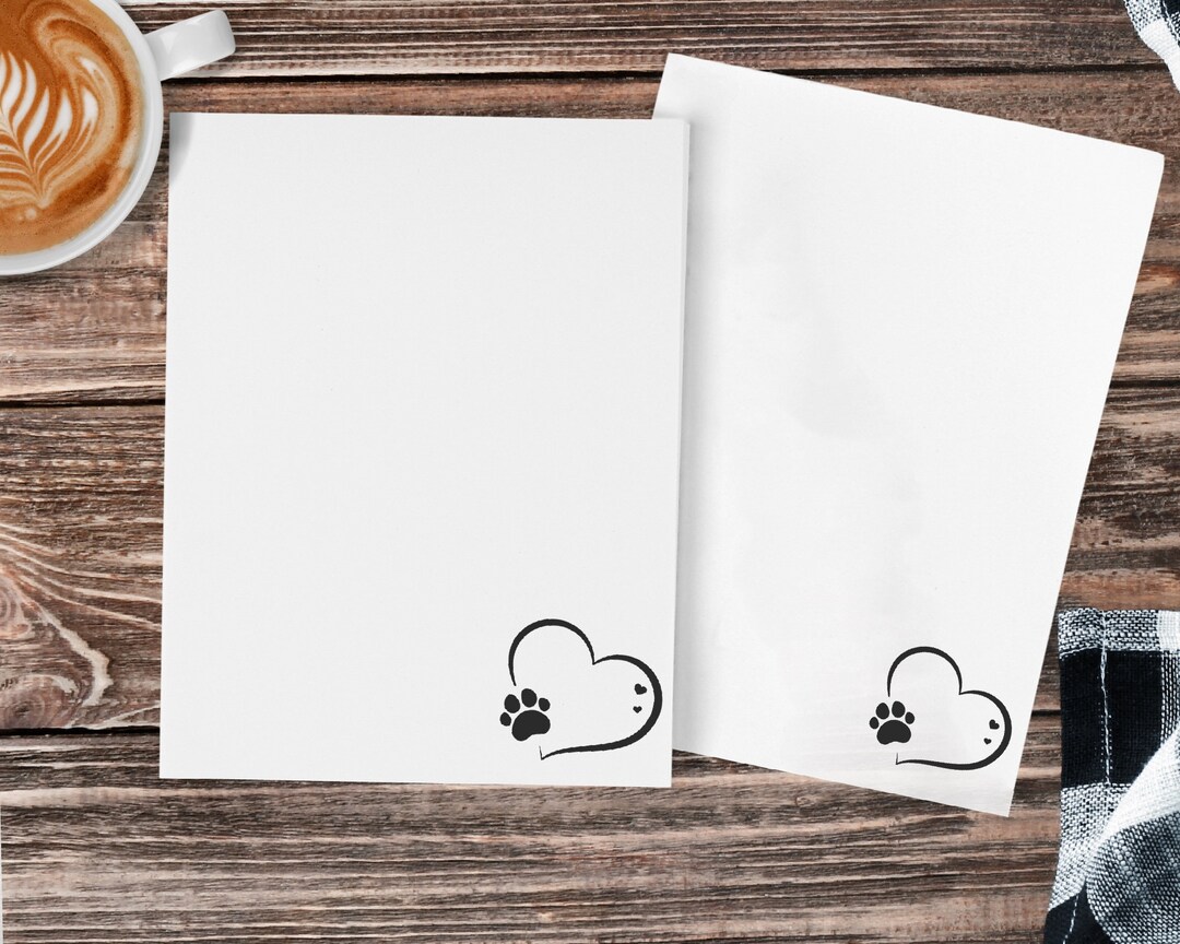 Paw Print Print Notepad,heart Cute Note Pad, Dog Lover, Lovers, Gift ...
