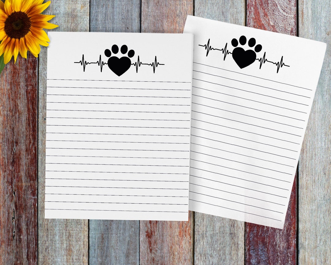 Dog Gift Notepad, Lined Notebook, Paw Print Heartbeat Note Pad, 5x7 - Etsy