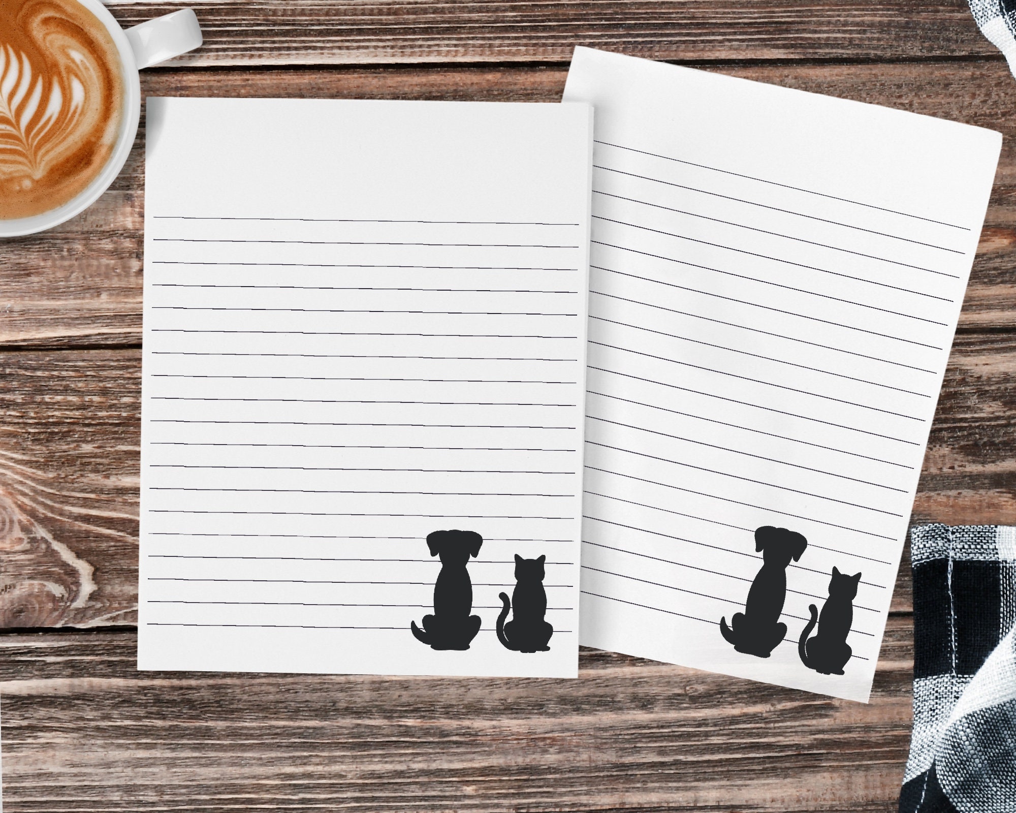 Lined Notepad, Dog and Cat Silhouette Note Pad, Dog Lover, Lovers, Gift ...