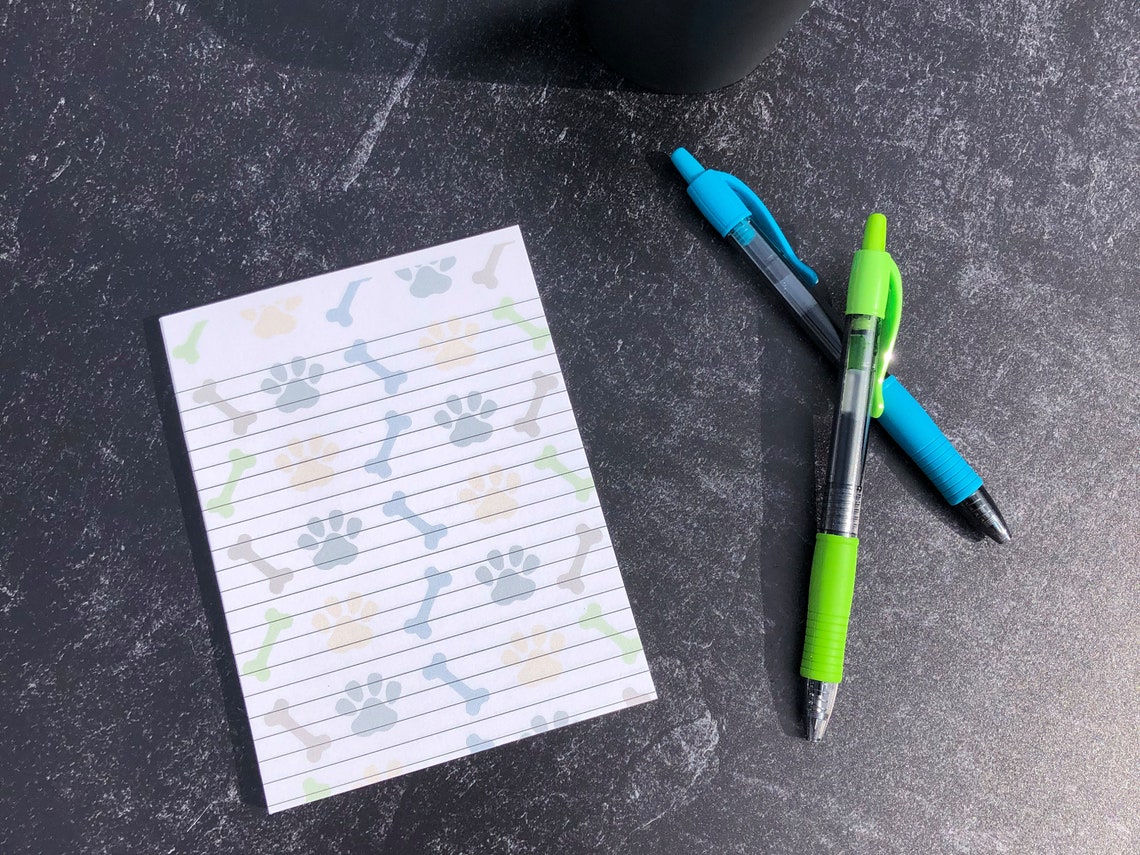 Dog Print Notepad, Dog Bone Theme, Kitchen Notepad, Gift for Dog Lover ...