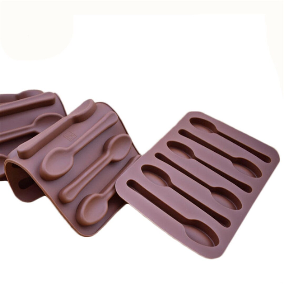Spoon Shaped Non-stick Silicone Chocolate Molds Fondant Cake Baking ...