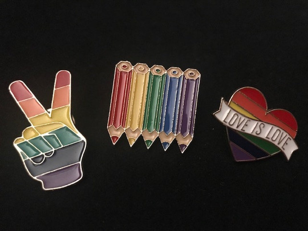 SET of 3 Lgbtq.piece Rainbow Pride Pin Enamel Pin Gay Lesbian Pride ...