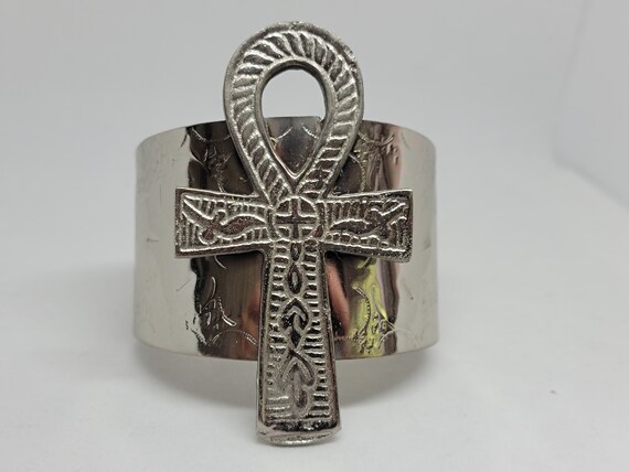 Vintage silver tone Ankh Bracelet, Egyptian jewelry, … - Gem