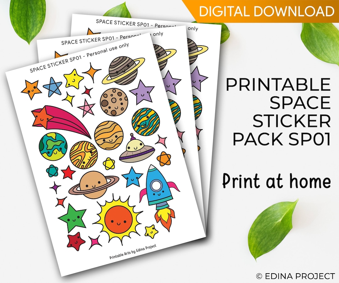 Printable Space Sticker Pack SP01 Bullet Journal Digital Download 300 ...