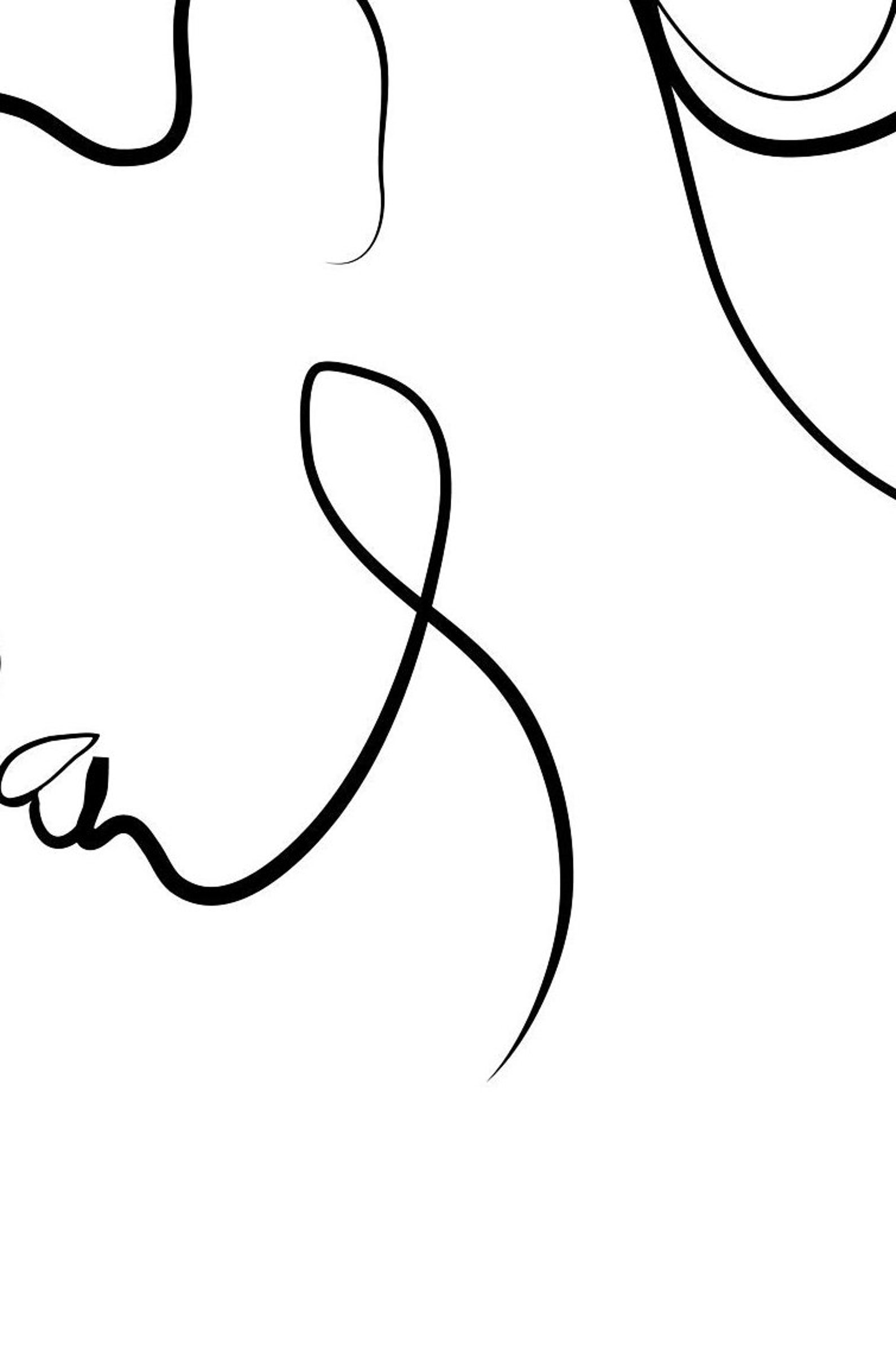 Women Lines Art Print, Female Line Art Illustration, Portrait Lady ...