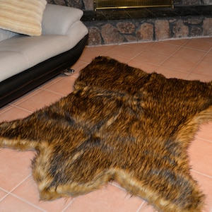 5' X 6' Thick Russian Grizzly Faux Fur Rug Bearskin Accent Rugs - Etsy