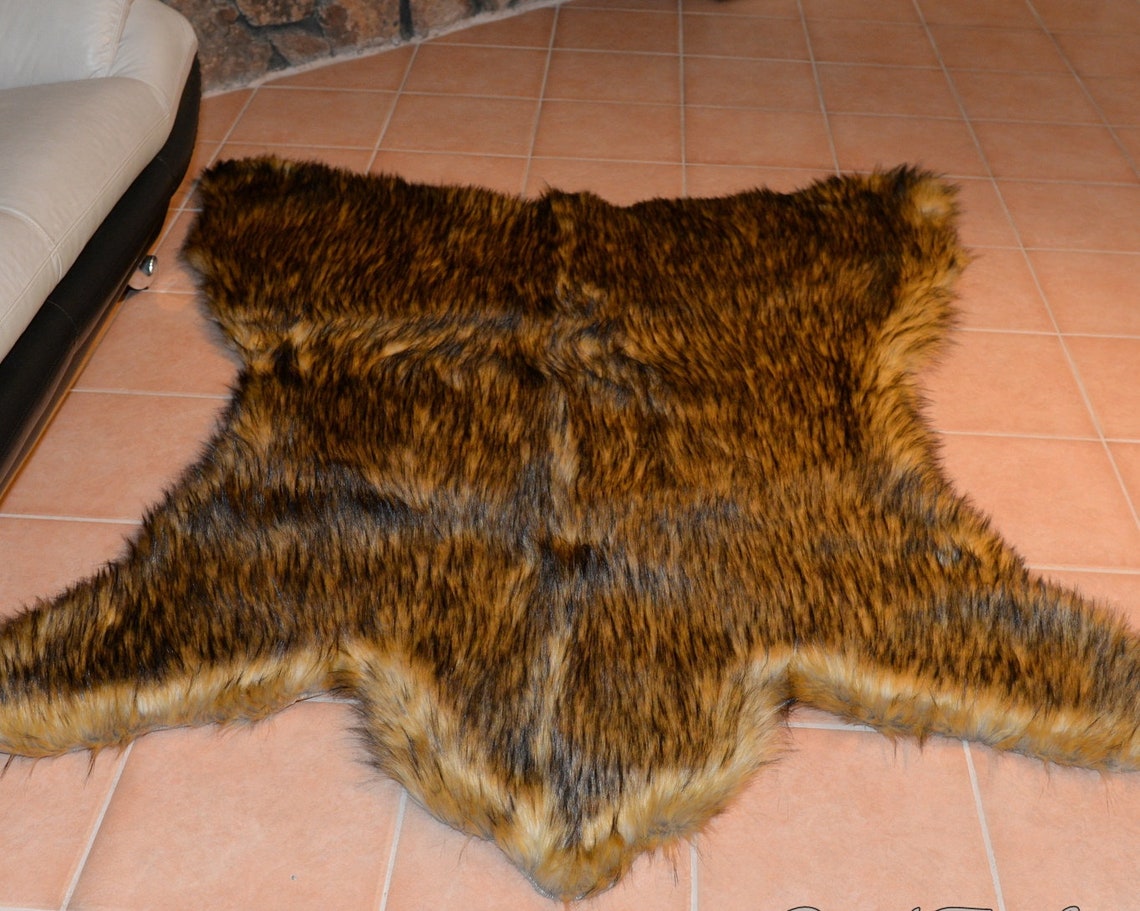 5' X 6' Thick Russian Grizzly Faux Fur Rug Bearskin Accent Rugs - Etsy