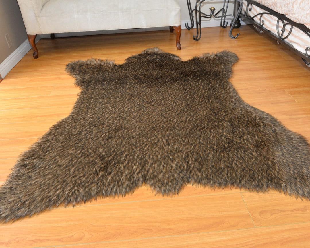 5' X 6' Mountain Bearskin Acrylics Polyester Fur Cabin Decors Accents ...