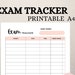 Exam Tracker Printable - A4 Planner Inserts, College Student Planner ...