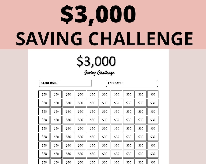 3,000 Money Saving Challenge Printable / Save 3,000 in 31 Days ...