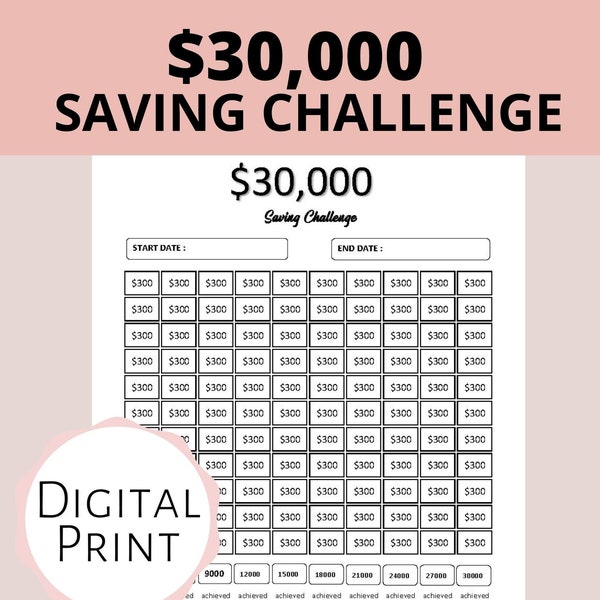 30000 Savings Challenge - Etsy