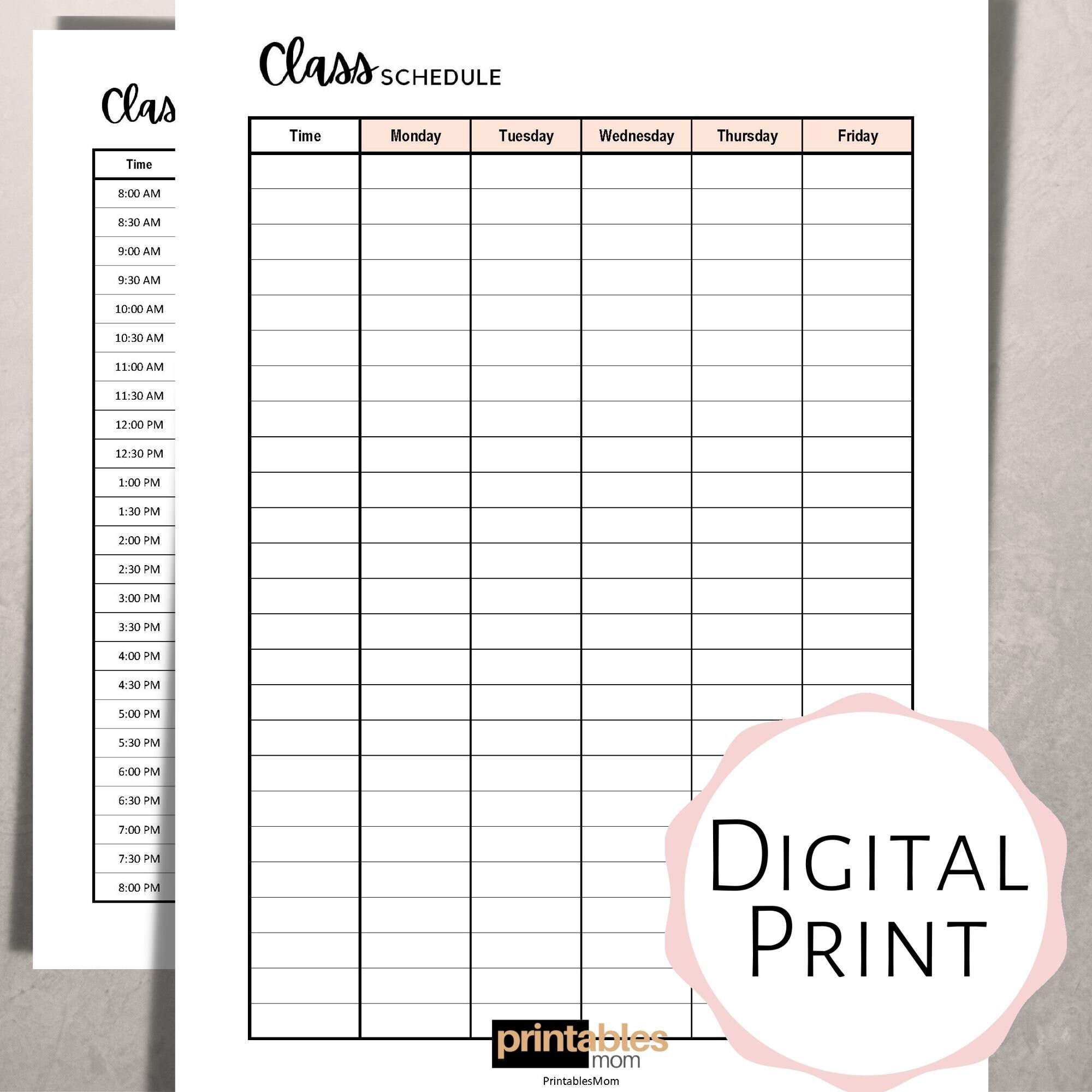 Class Schedule Printable - A4 Student Planner Inserts, College Students ...