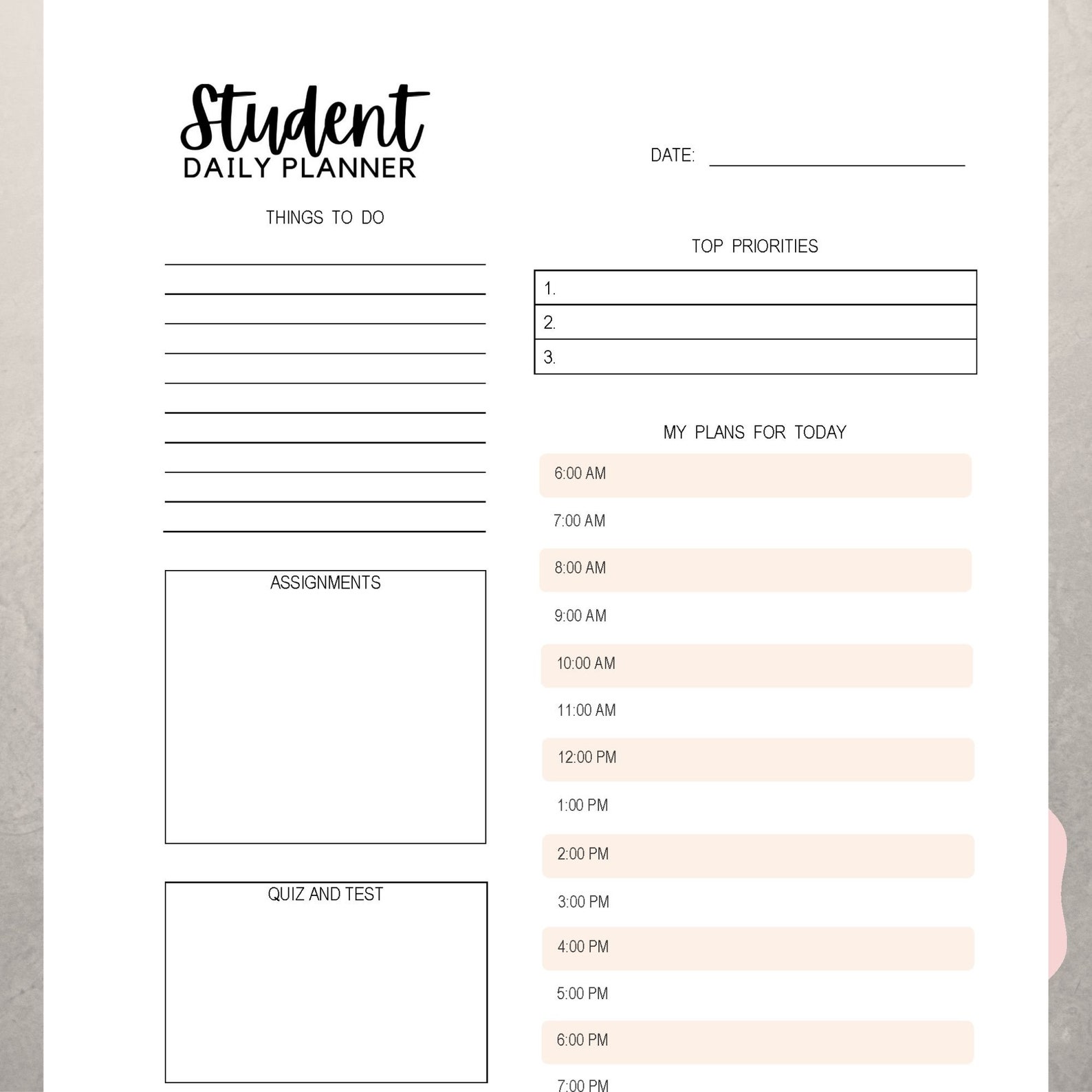 Student Daily Planner Daily Schedule Everyday Schedule A4 - Etsy