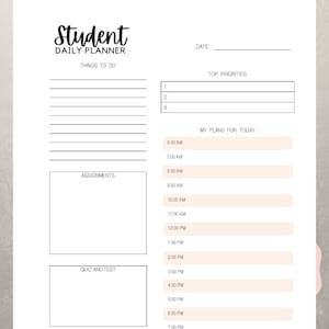 Student Daily Planner Daily Schedule Everyday Schedule A4 - Etsy