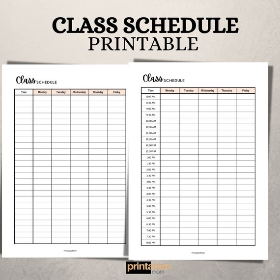 Class Schedule Printable A4 Student Planner Inserts College - Etsy