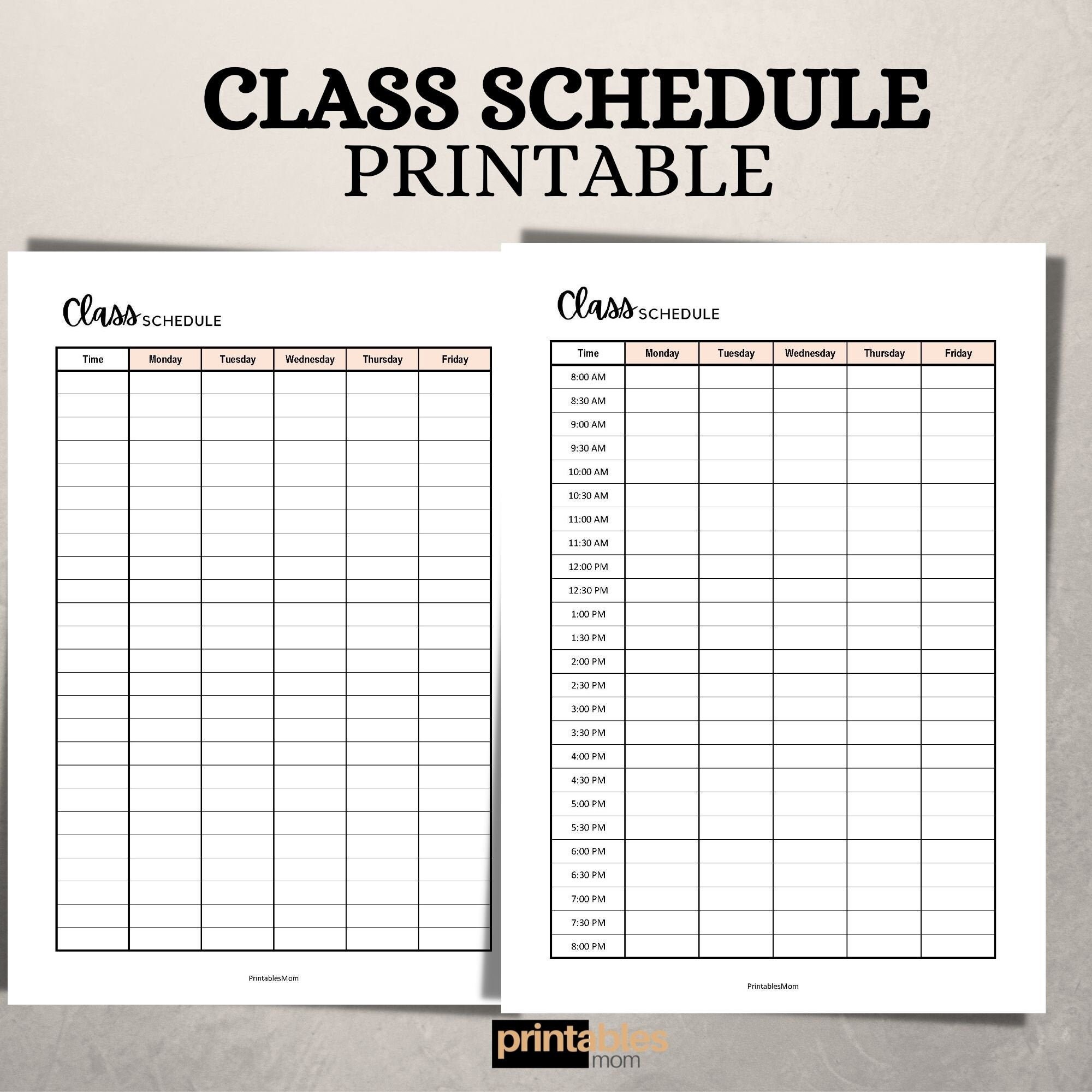 Class Schedule Printable - A4 Student Planner Inserts, College Students ...
