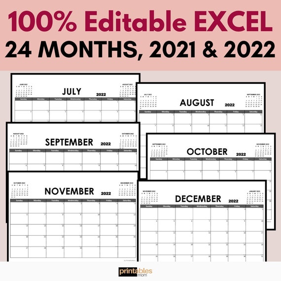 100% Editable Template Excel Spreadsheet Minimalist 2021-2022 Editable ...