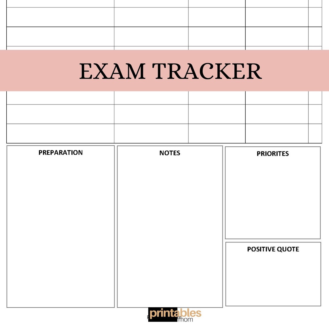 Exam Tracker Printable - A4 Planner Inserts, College Student Planner ...