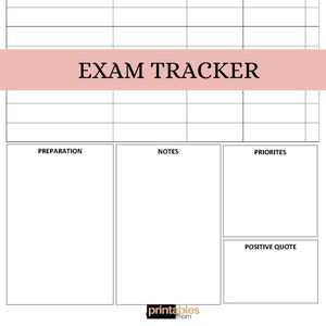 Exam Tracker Printable - A4 Planner Inserts, College Student Planner ...