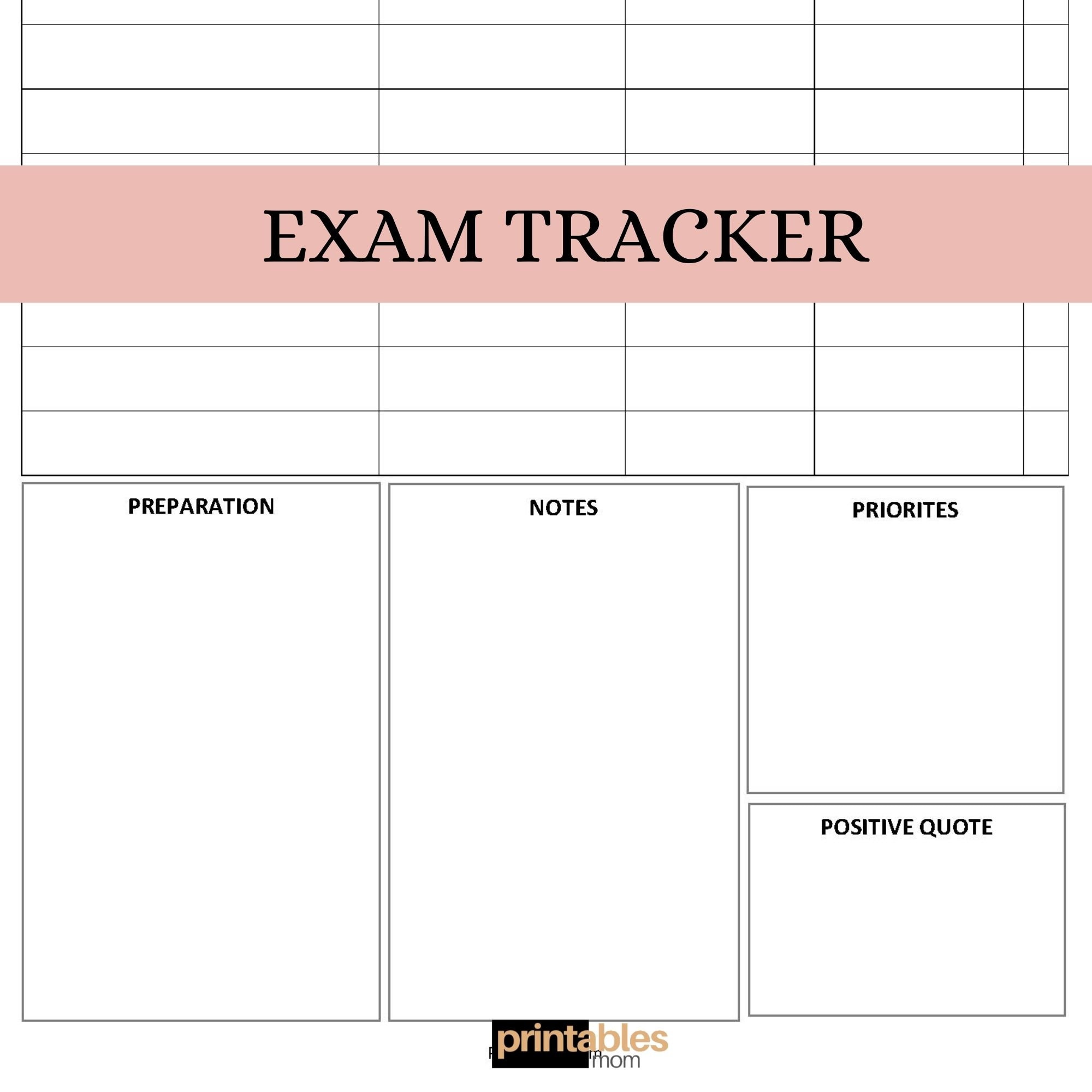 Exam Tracker Printable - A4 Planner Inserts, College Student Planner ...