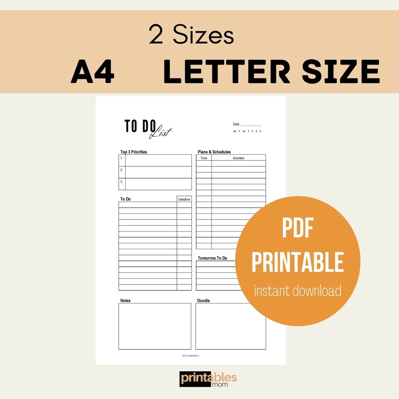 To Do List Fillable PDF Template Printable Daily Log Day Planner ...