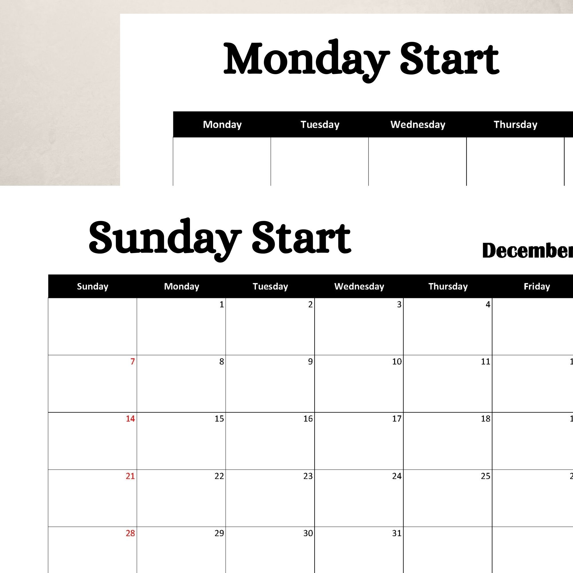 2021-2031 Editable Calendar, 10 Years Dynamic Calendar, Monthly ...