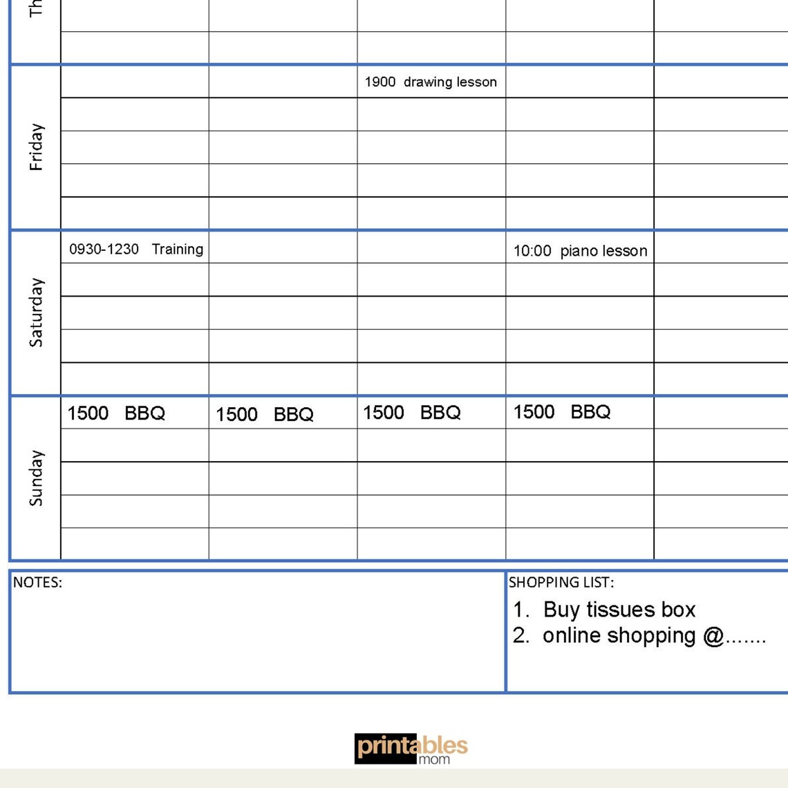 Family Planner Weekly Planner Family Schedule Family Timetable Fillable ...