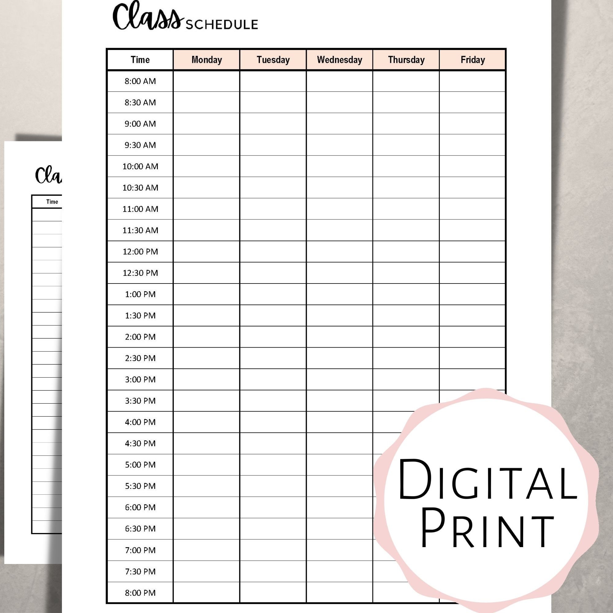 Class Schedule Printable - A4 Student Planner Inserts, College Students ...