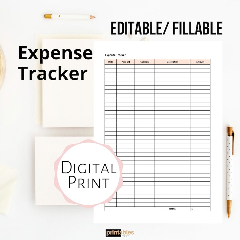 Editable Expense Tracker Printables, Instant Download, Fillable Expense ...