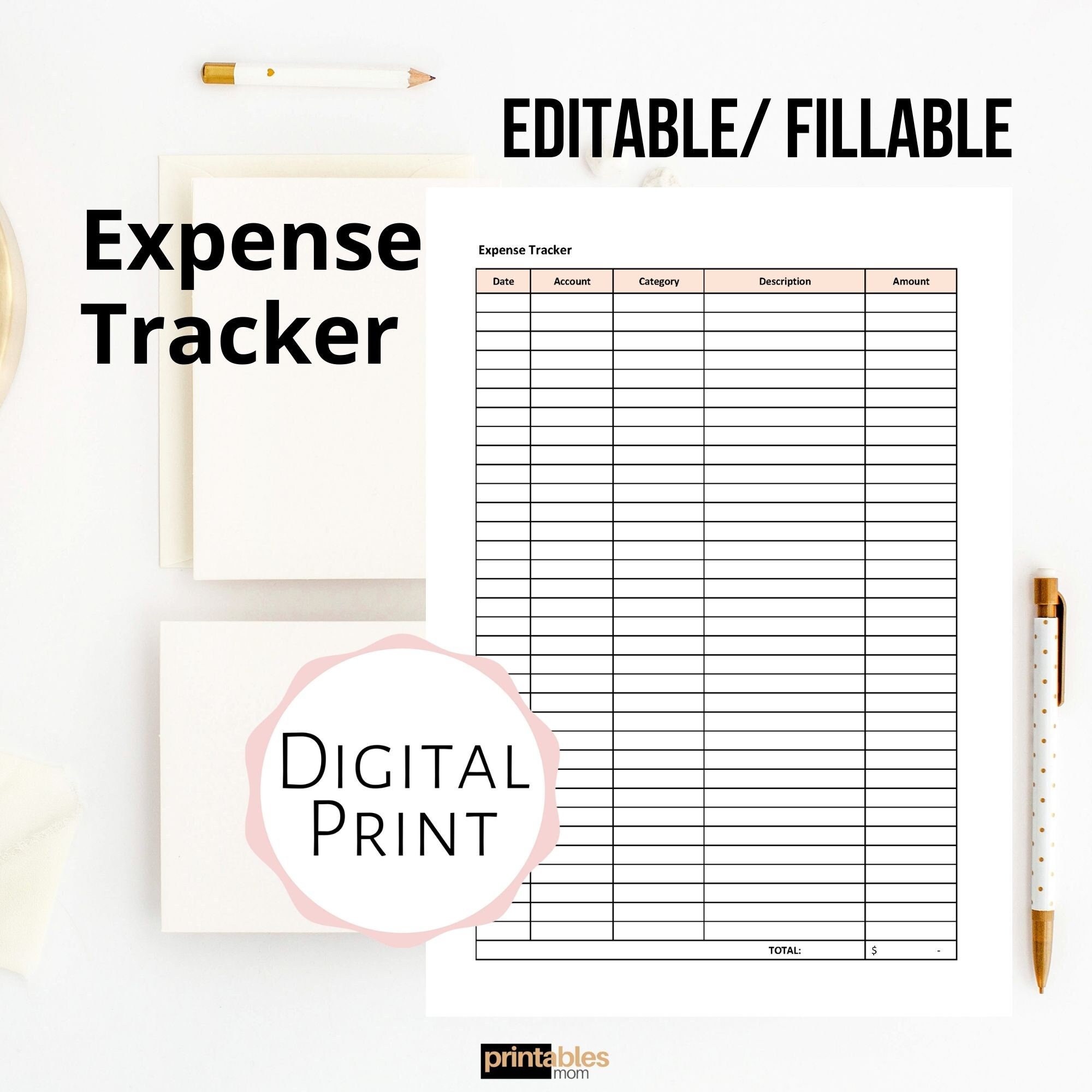 Editable Expense Tracker Printables, Instant Download, Fillable Expense ...