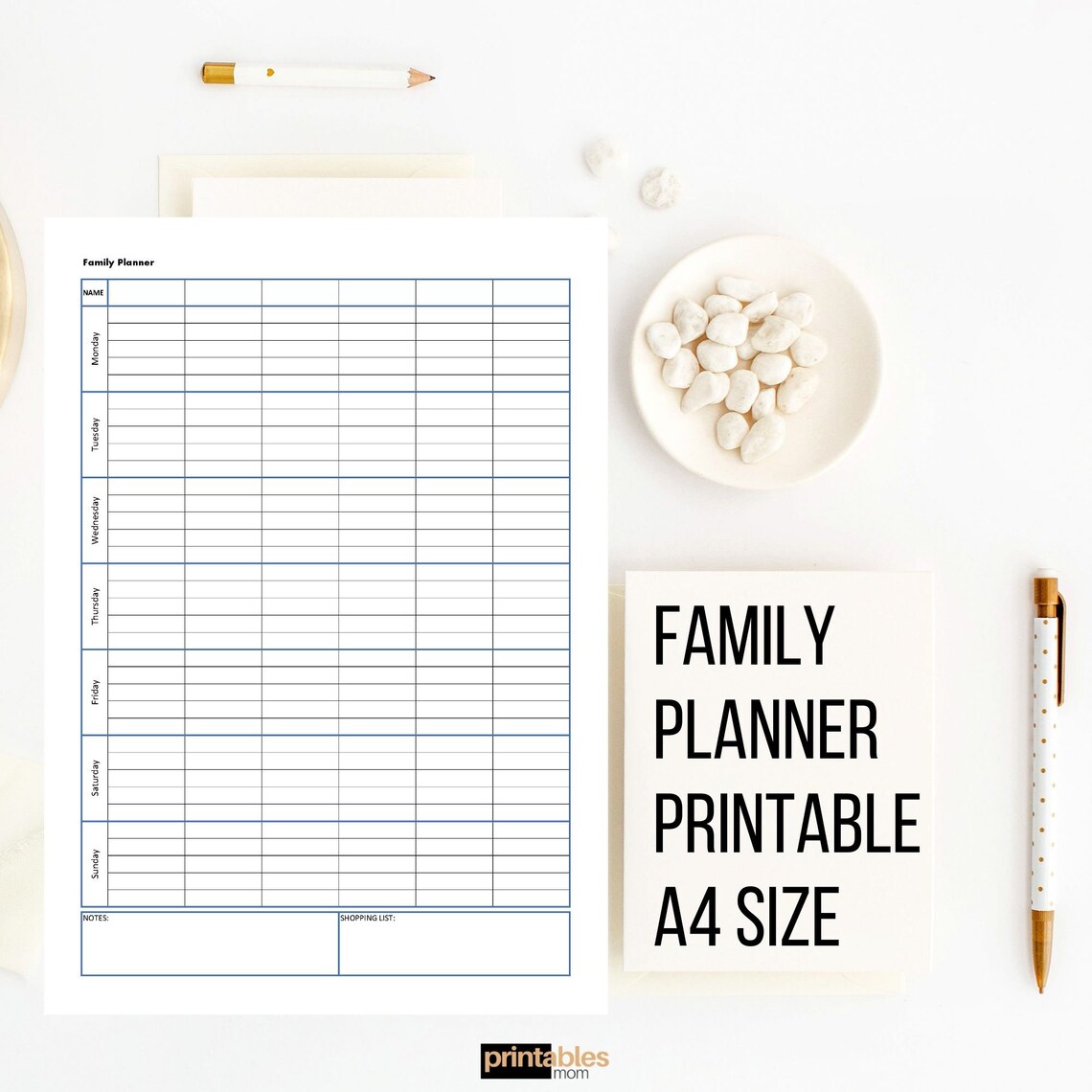 Family Planner Weekly Planner Family Schedule Family Timetable Fillable ...