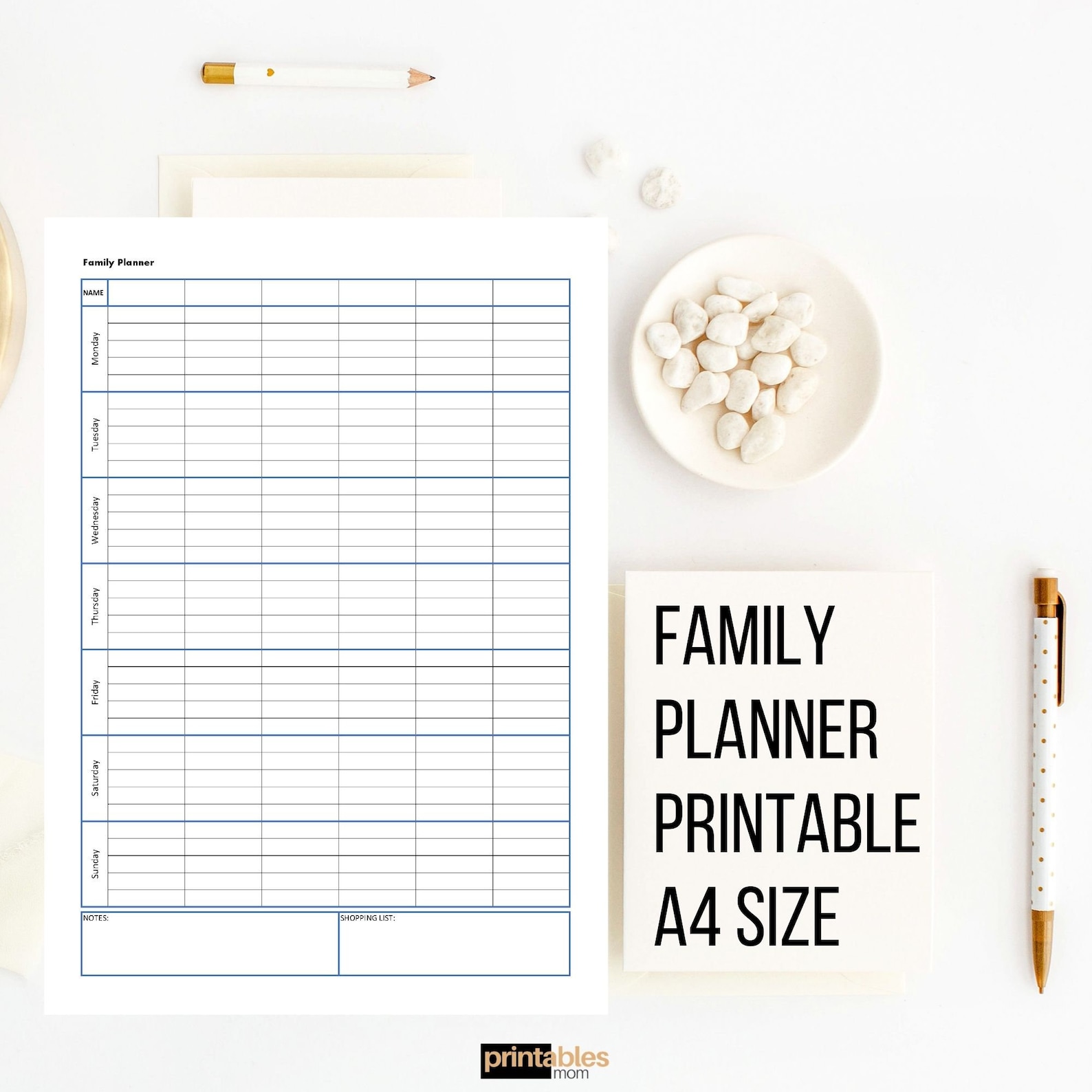 Family Planner Weekly Planner Family Schedule Family Timetable Fillable ...