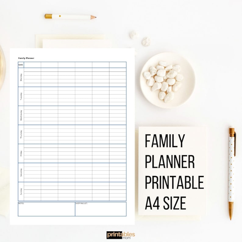 Family Planner Weekly Planner Family Schedule Family Timetable Fillable ...