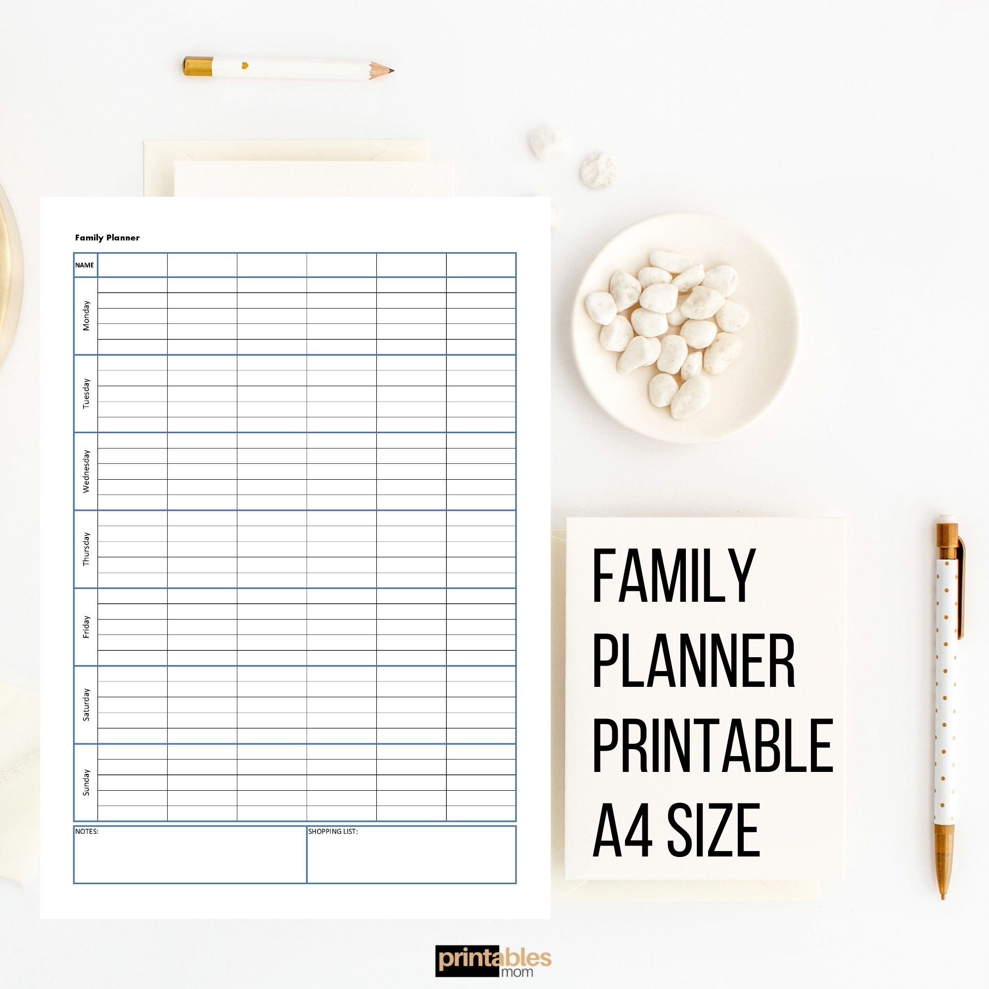 Family Planner Weekly Planner Family Schedule Family Timetable Fillable ...