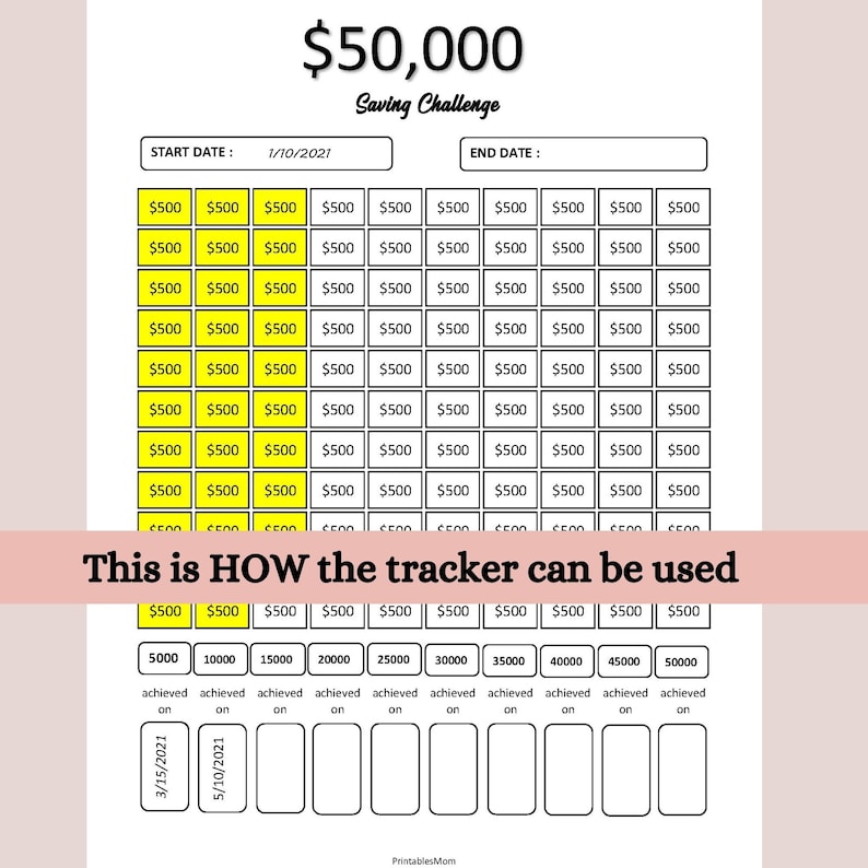 50000 Savings Challenge, House Saving Tracker, Money Saving Plan, 50K ...