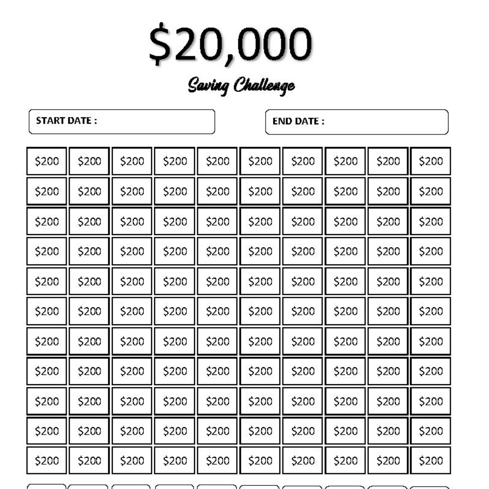 20000 Savings Challenge, Saving Tracker Printable, Financial Planner ...