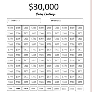30000 Savings Challenge, House Saving Tracker, Financial Planner, Money ...