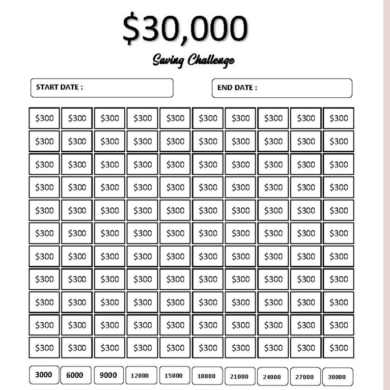 30000 Savings Challenge, House Saving Tracker, Financial Planner, Money ...