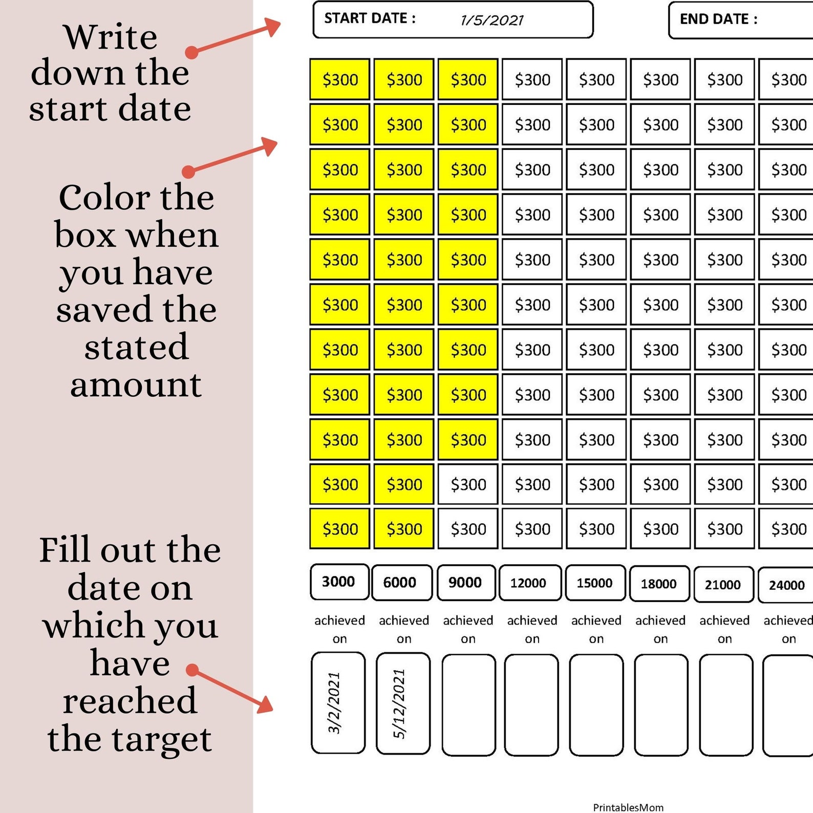 30000 Savings Challenge, House Saving Tracker, Financial Planner, Money ...